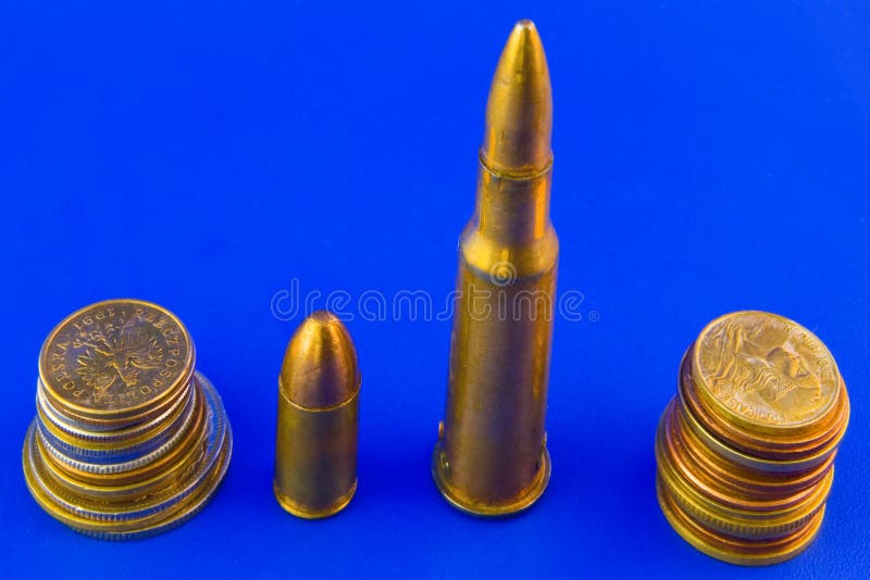 Coins & bullets stock image. Image of dime, bullet, chrome - 3538393