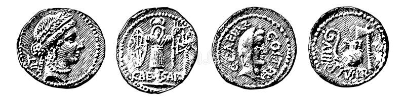 Coins Caesar Vintage Illustration Stock Vector - Illustration of ...