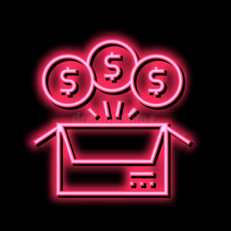 Coins Cardboard Box Neon Glow Icon Illustration Stock Vector ...