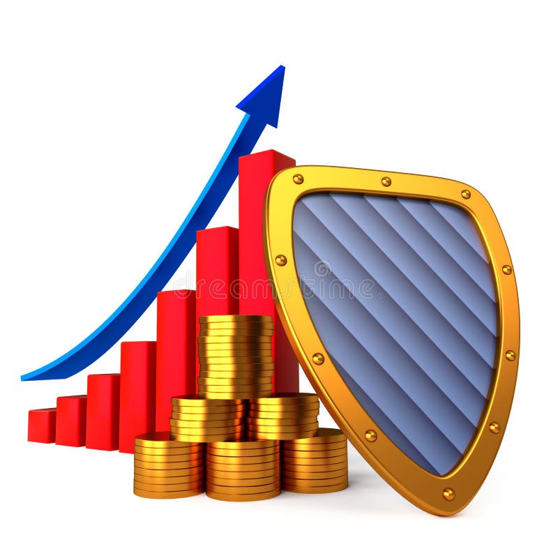 Coins chart and shield stock illustration. Illustration of credit ...