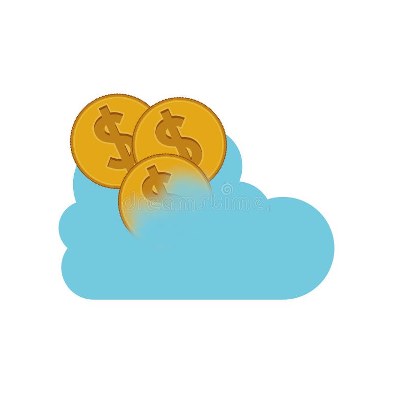Coins and Cloud Computing Design Stock Illustration - Illustration of ...
