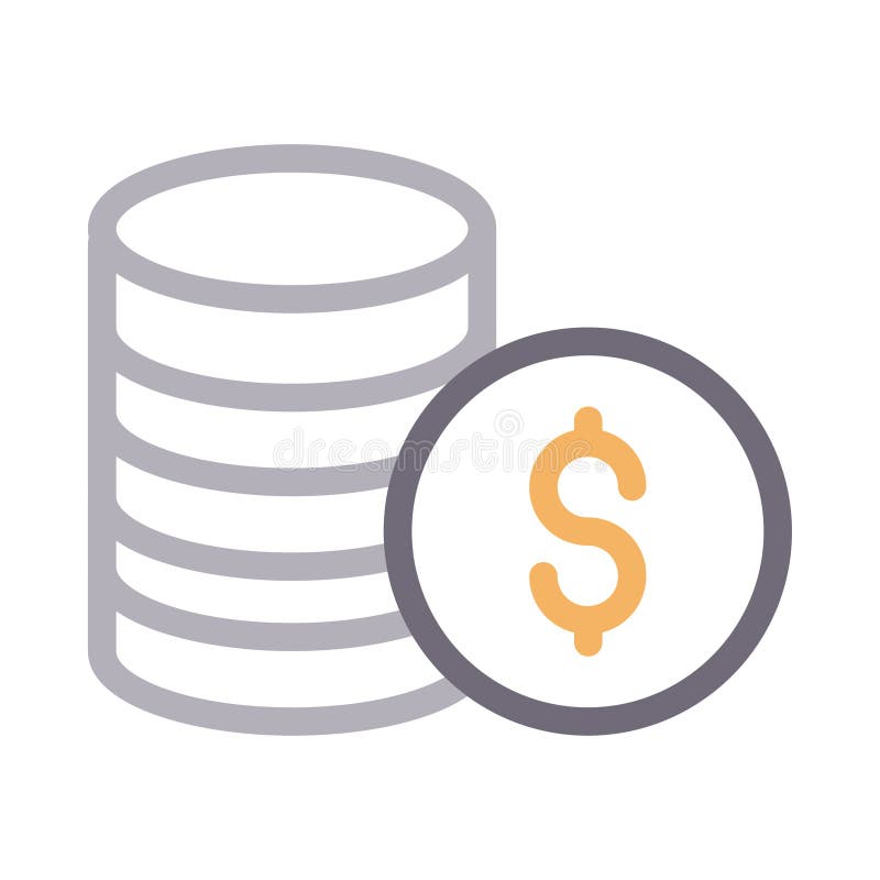 Coins Color Line Vector Icon Stock Illustration - Illustration of ...