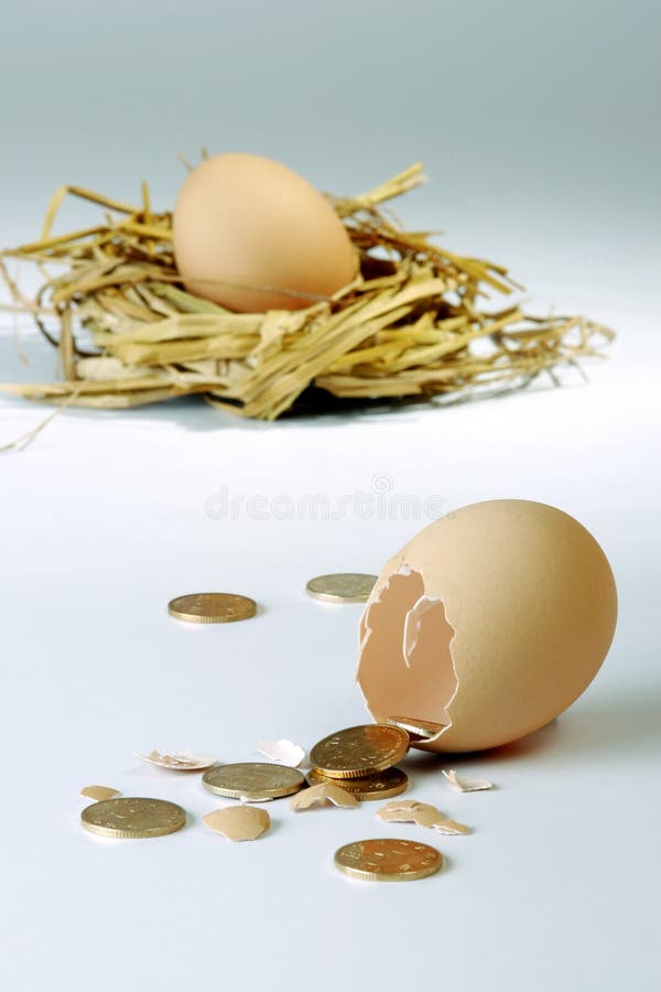 Coins Coming Out from a Broken Egg Stock Photo - Image of currency ...