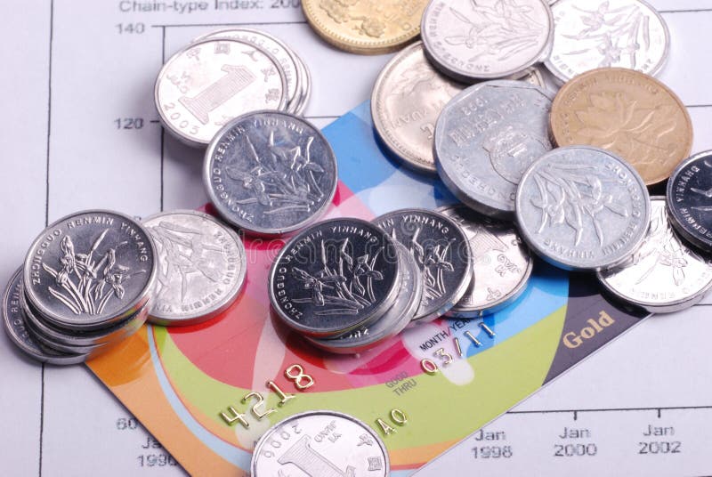 Coins and credit card stock photo. Image of rich, earn - 9747010