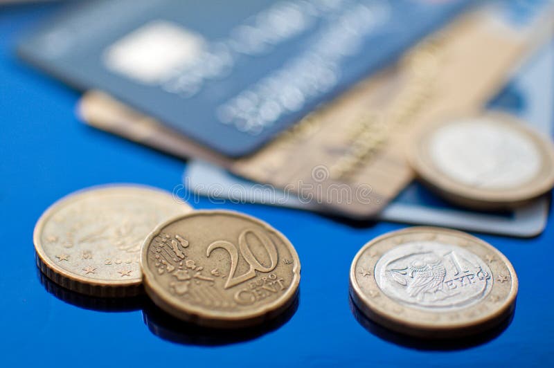 Coins and credit card coin stock image. Image of credit - 14661579