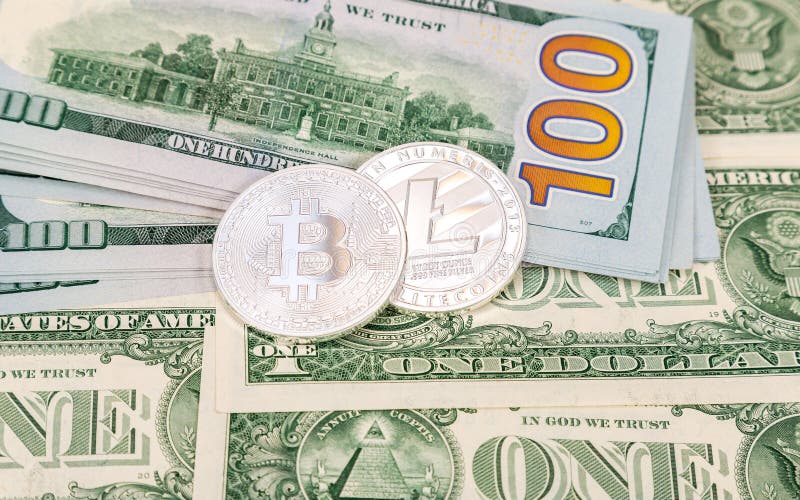 Coins of Cryptocurrency Lying Over American Dollar Bills Stock Image ... Coins of Cryptocurrency Lying Over American Dollar Bills Stock Image ...