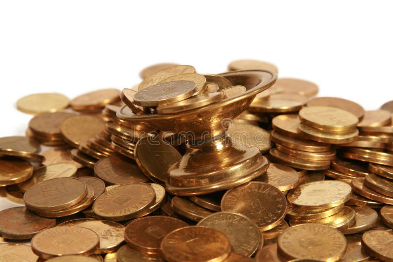 Coins in a cup stock image. Image of finance, glass, money - 80505