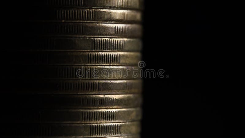 Stack of Brown Coins in Close-up, Texture of Old Coins, Dark Background ...
