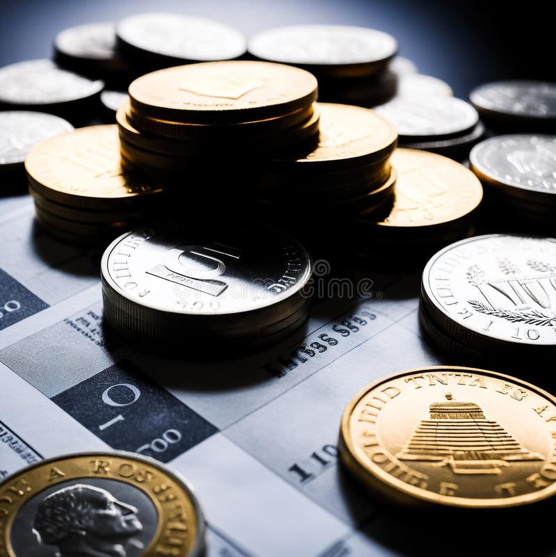 Coins on Data Table. Generative AI Stock Illustration - Illustration of ...