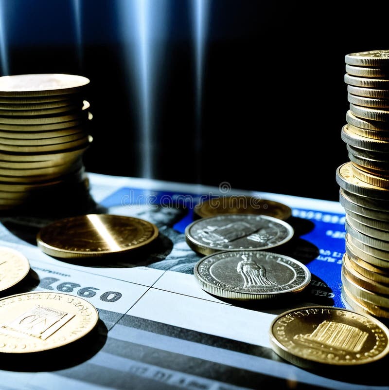 Coins on Data Table. Generative AI Stock Illustration - Illustration of ...