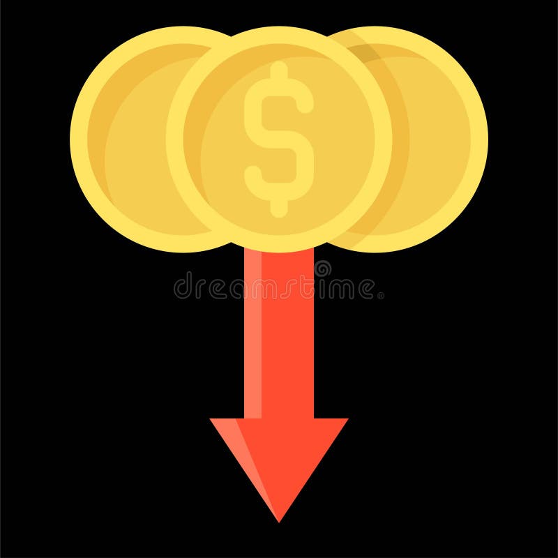 Coins with Down Arrow Icon, Bankruptcy Related Vector Stock Vector ...
