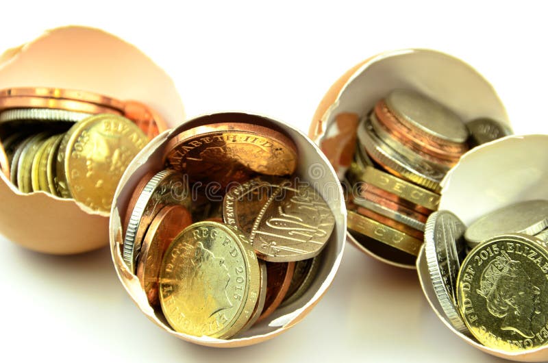 Coins in eggs stock image. Image of easter, cash, concept - 67165223