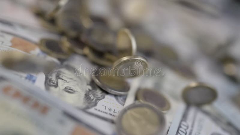 Coins Embossed on Dollar Banknotes Stock Footage - Video of success ...
