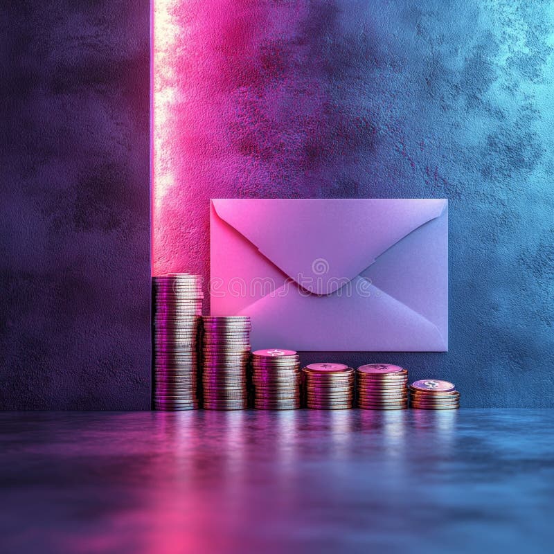 Coins and Envelope stock illustration. Illustration of business - 336872865