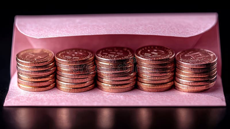 Coins in Envelope stock illustration. Illustration of bonus - 336872904