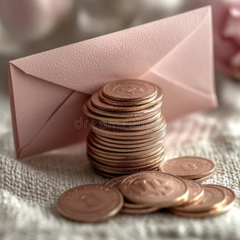 Coins and Envelope stock illustration. Illustration of financial ...