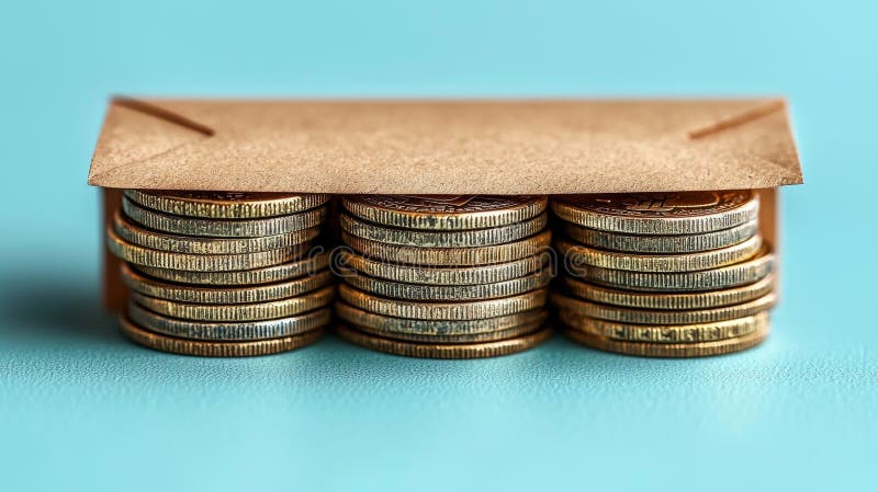 Coins in Envelope stock illustration. Illustration of gold - 336872889