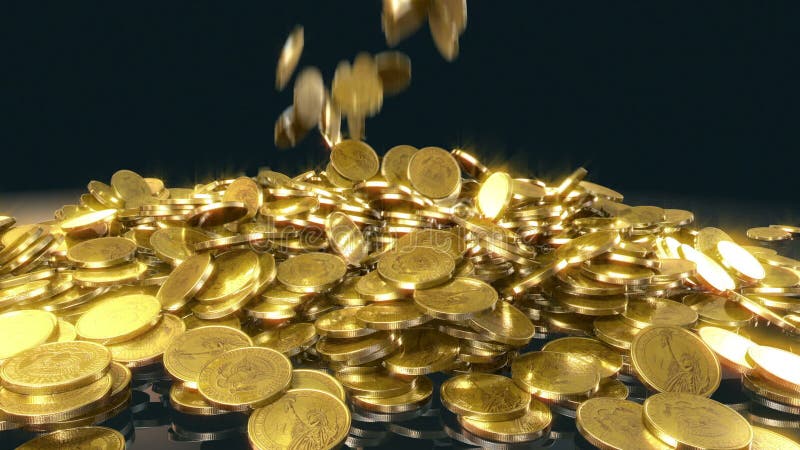 Slow motion coins falling stock video. Video of generated - 41471095