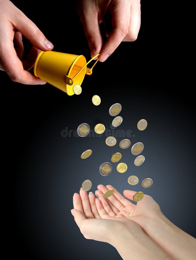 Coins Falling To Hands. Picture Image: 8595396