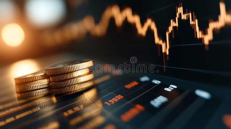 Coins on a Financial Chart, Representing Investment and Trading ...
