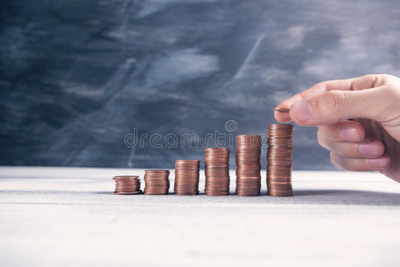Coins in the Form of a Chart on the Table Stock Photo - Image of bank ...