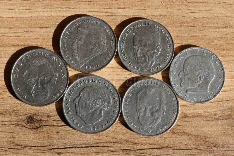 Coins of the Former Currency Deutsche Mark in Germany Stock Photo ...