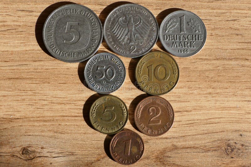Coins of the Former Currency Deutsche Mark in Germany Stock Image ...
