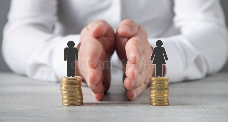 Coins with a Gender Pay Gap Inequality Concept Stock Illustration ...