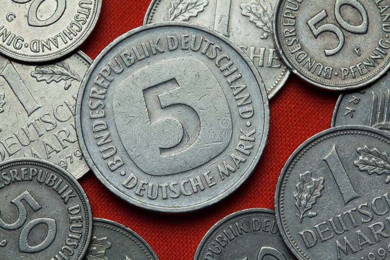 Deutsche Mark Coins Isolated on White Stock Image - Image of heraldic ...