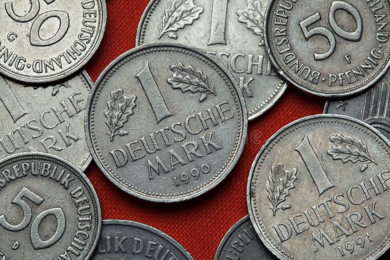 Deutsche Mark Coins Isolated on White Stock Image - Image of heraldic ...