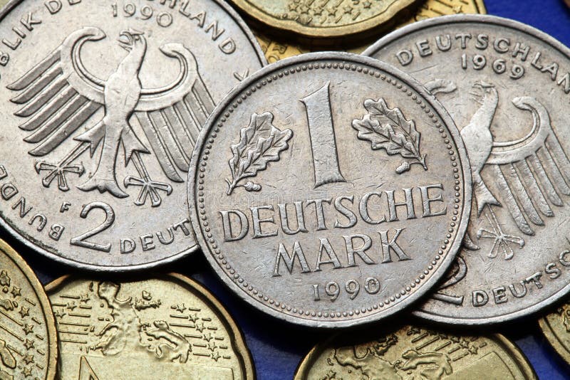 Deutsche Mark Coins Isolated on White Stock Image - Image of heraldic ...