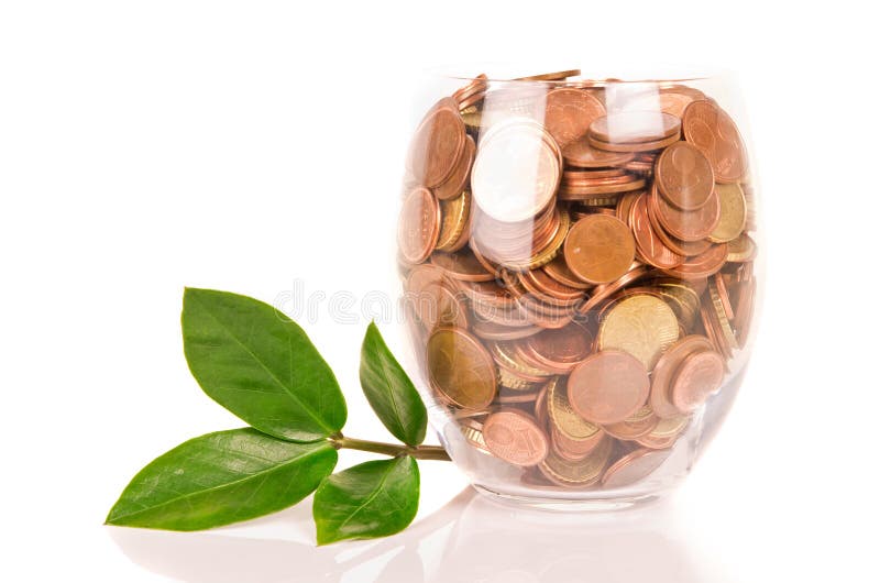 Coins in glass stock image. Image of savings, currency - 31837365