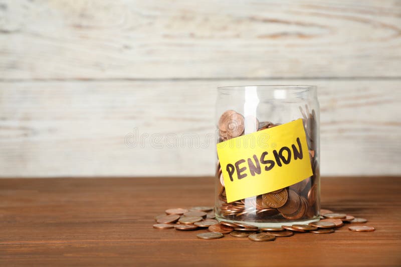 Coins in Glass Jar with Label `PENSION` Stock Photo - Image of earning ...