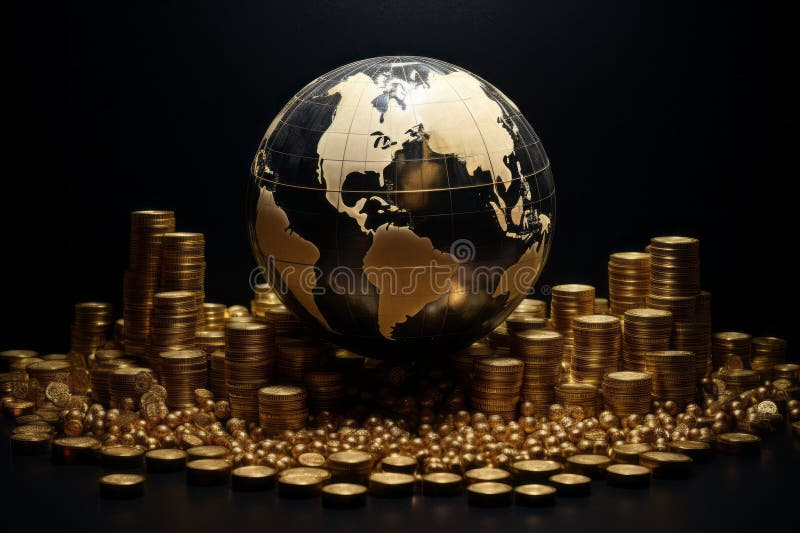 Coins and Gold Bars Forming a Globe, Symbolizing Global Economic ...