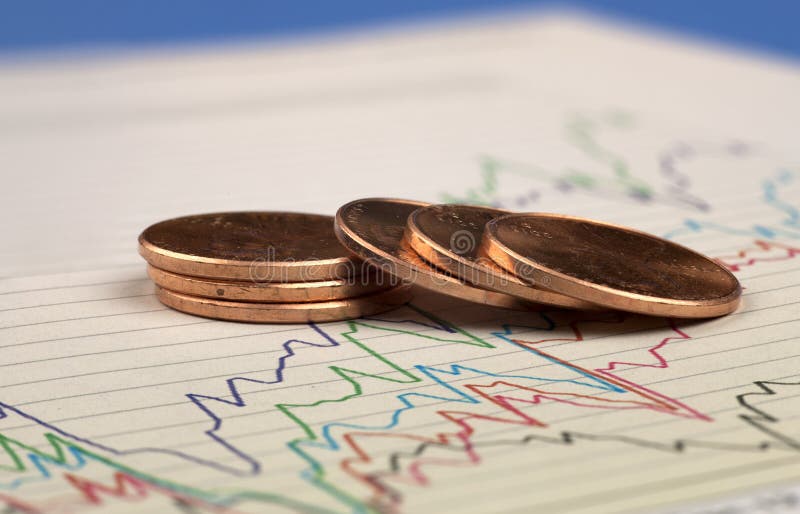 Coins on graph. stock image. Image of copper, graph, penny - 37549779
