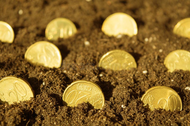 Euro Coins Grow From The Ground Stock Image - Image of european, money ...