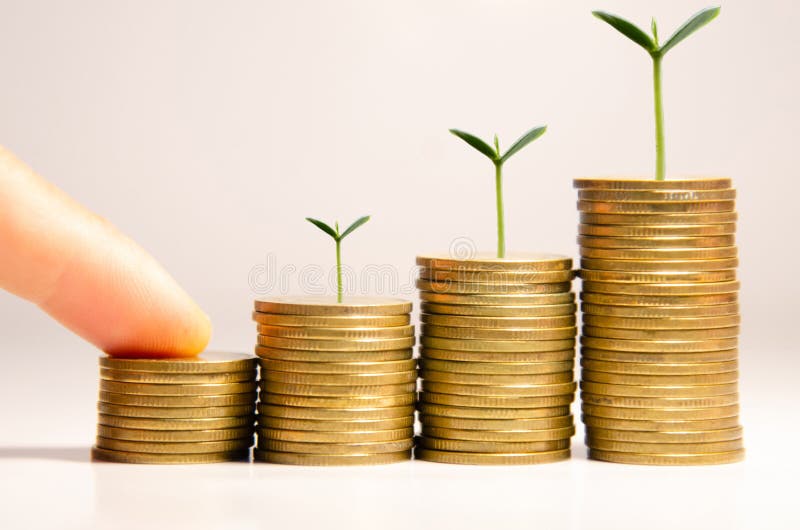 Coins in Growing Money Concept Stock Image - Image of investment ...
