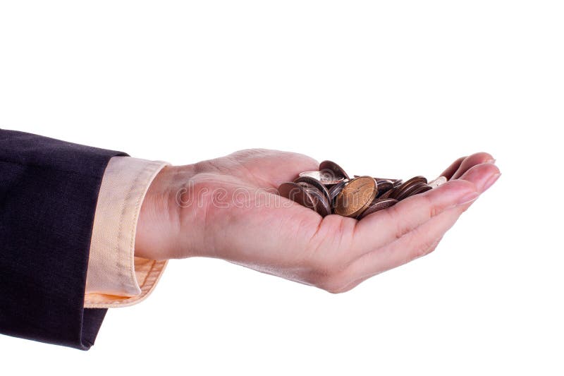 Coins on hand stock photo. Image of deposit, businessman - 36821784