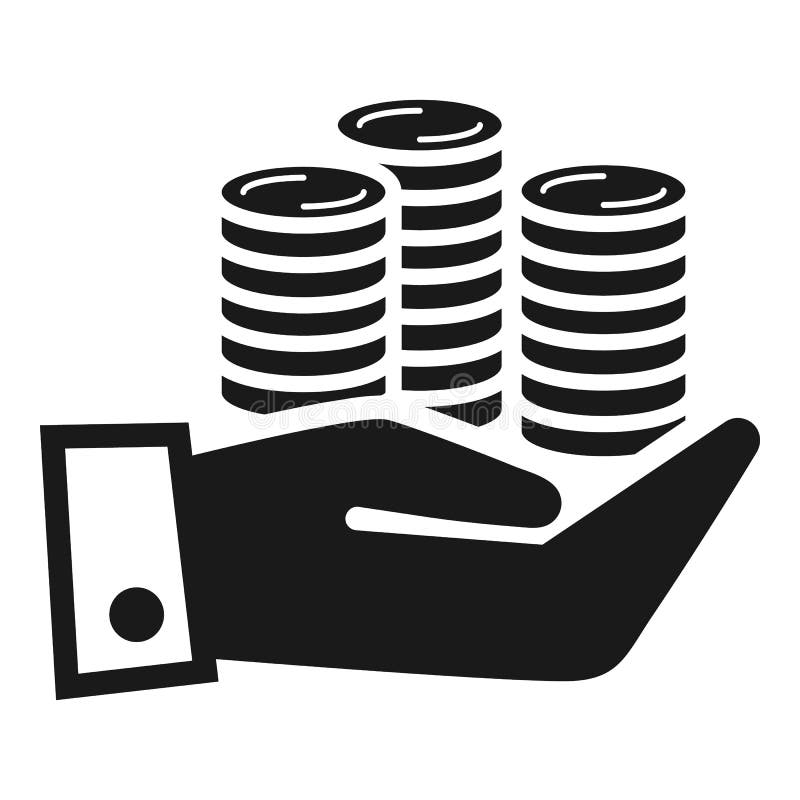 Coins in Hand Icon, Simple Style Stock Vector - Illustration of ...