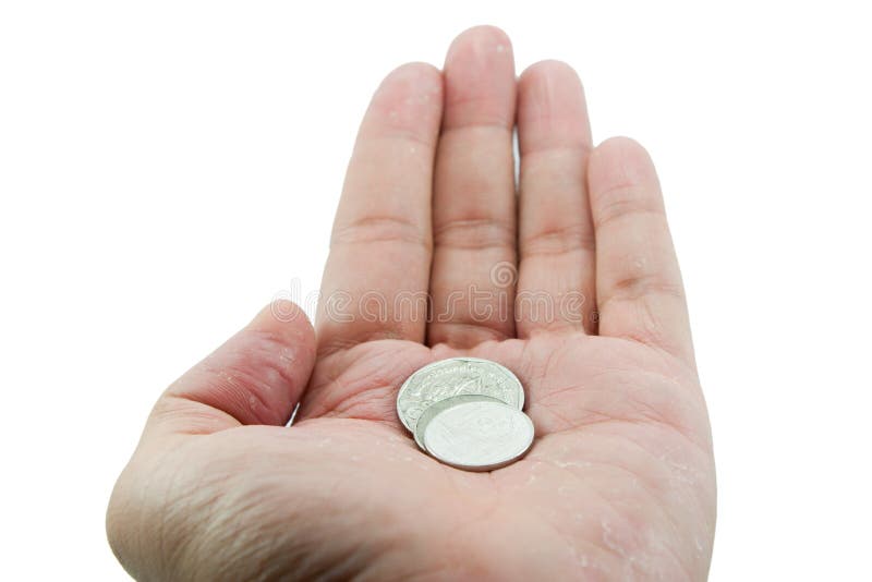 Coins on hand stock photo. Image of giving, hand, investment - 36821800
