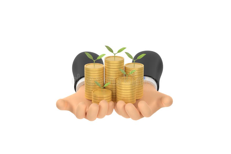 Coins in Hands Cartoon. Saving Money Concept Stock Illustration ...