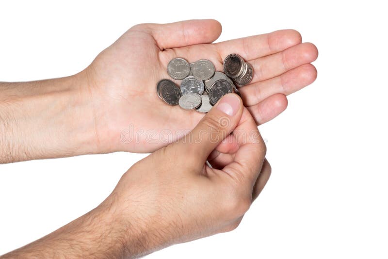 Coins in Hands. Hand Holding Coins Stock Image - Image of economy ...