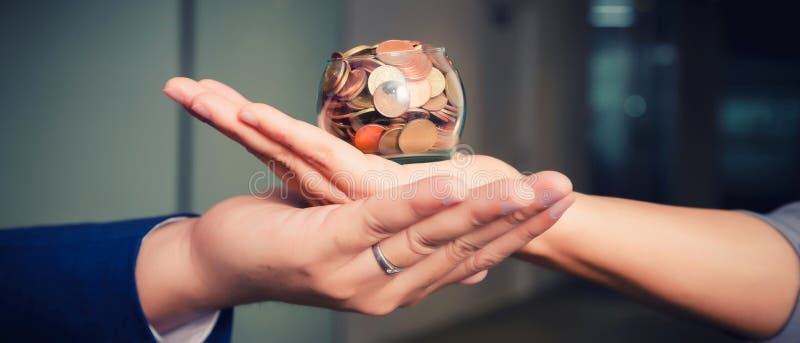 Coins in Hands. Saving Money Concept Stock Image - Image of finger ...
