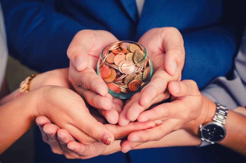 Coins in Hands. Saving Money Concept Stock Photo - Image of finance ...