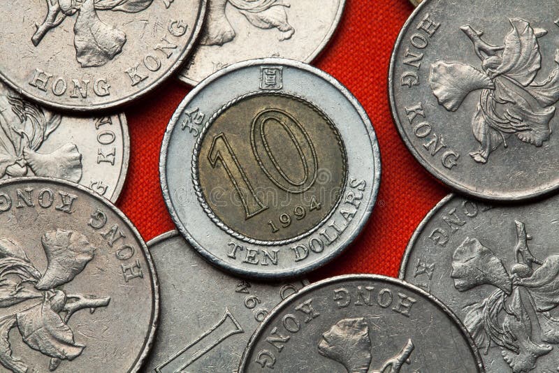 Hong Kong Ten Dollar Coins stock photo. Image of gold - 16290154