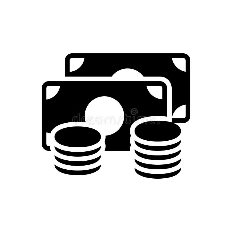 Black Solid Icon for Coins, Dollar and Legal Stock Illustration ...