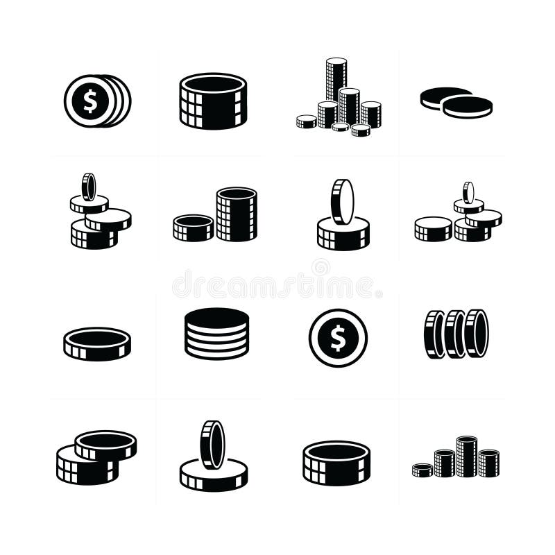 Coins Icons set 3d style. stock illustration. Illustration of design ...
