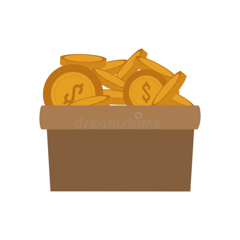 Coins inside box stock vector. Illustration of business - 143616548