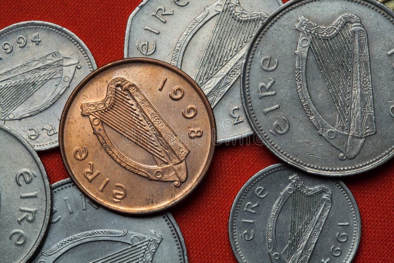 Coins of Ireland. Celtic Harp Stock Image - Image of frame, european ...