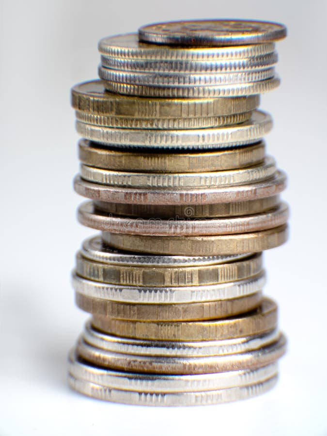 Coins Isolated on White Background. Macro Photo Stock Photo - Image of ...